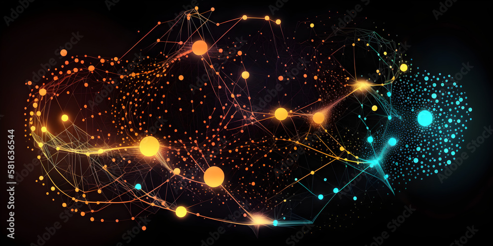 Abstract connected dots and lines. Concept of AI ChatGPT technology ...
