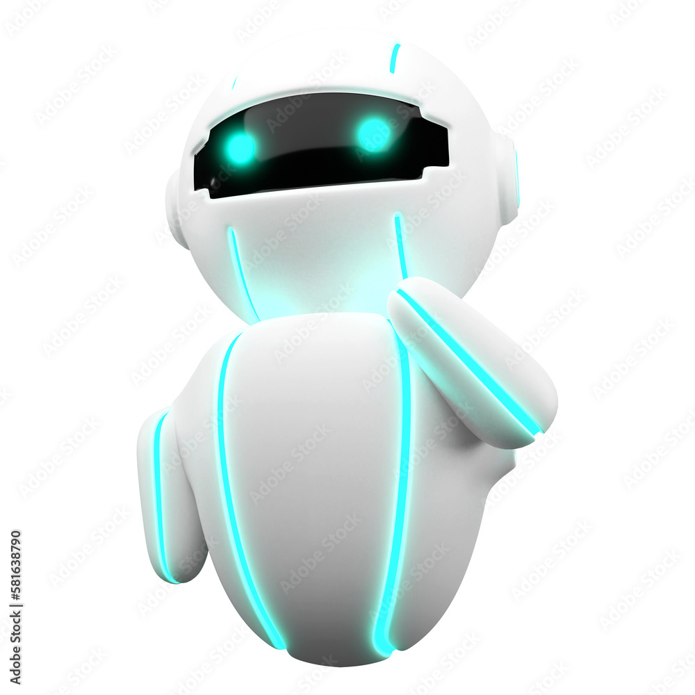 Friendly Cute robot with hand up hello, chatbot mascot, AI, Artificial ...