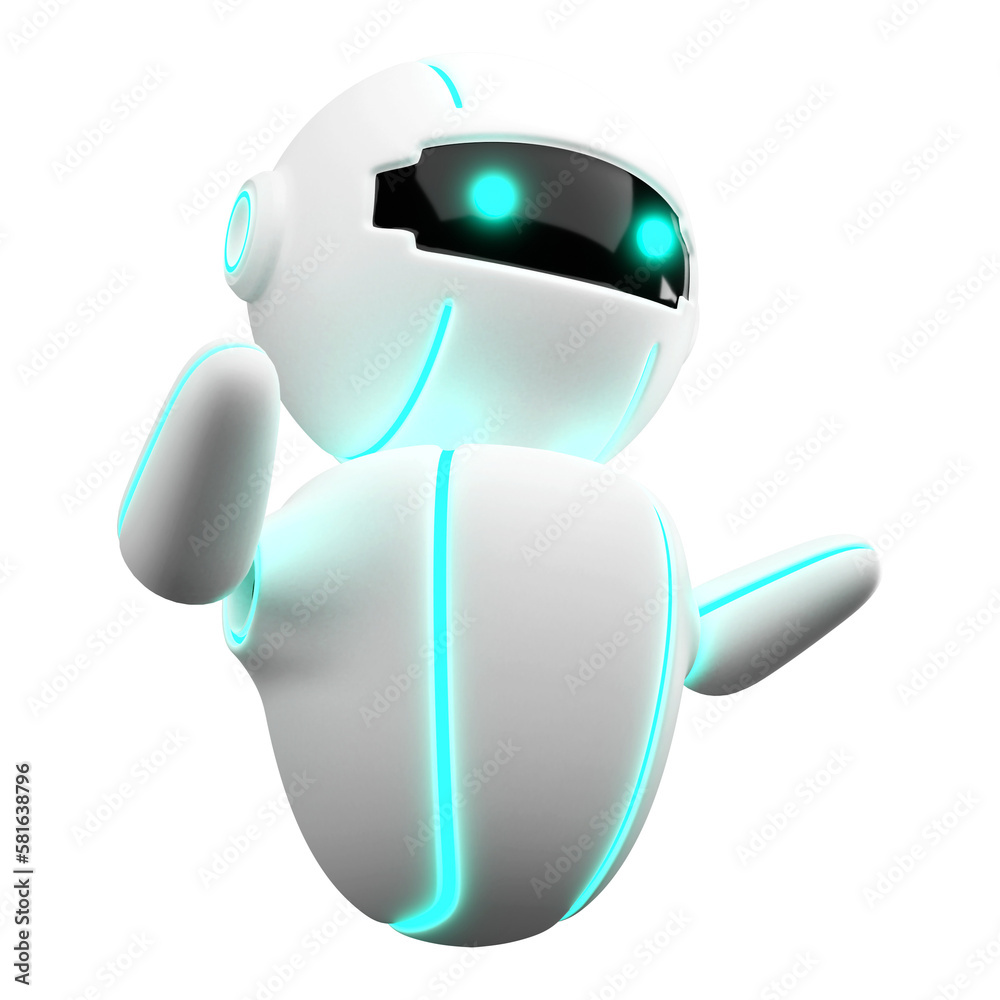 Friendly Cute robot with hand up hello, chatbot mascot, AI, Artificial ...
