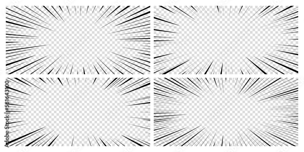 Manga transparent background, comic explosion and speed radial lines ...