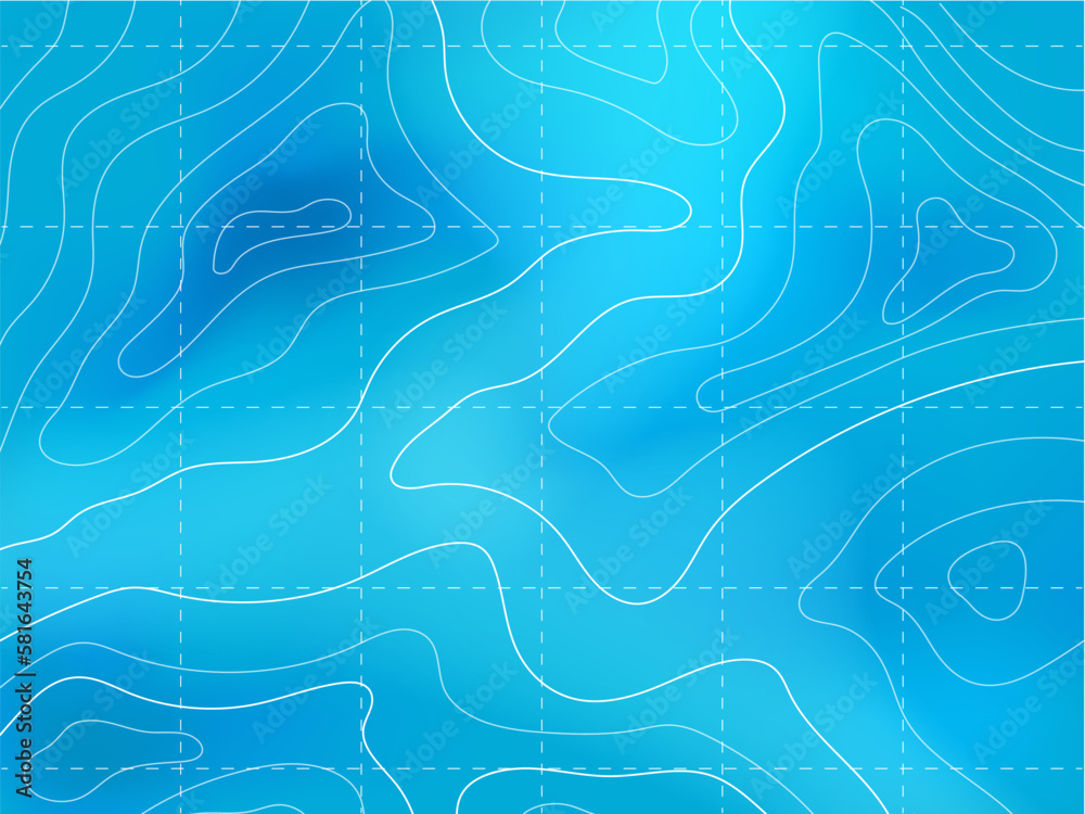 Ocean or sea topographic map with terrain line contour, vector marine ...