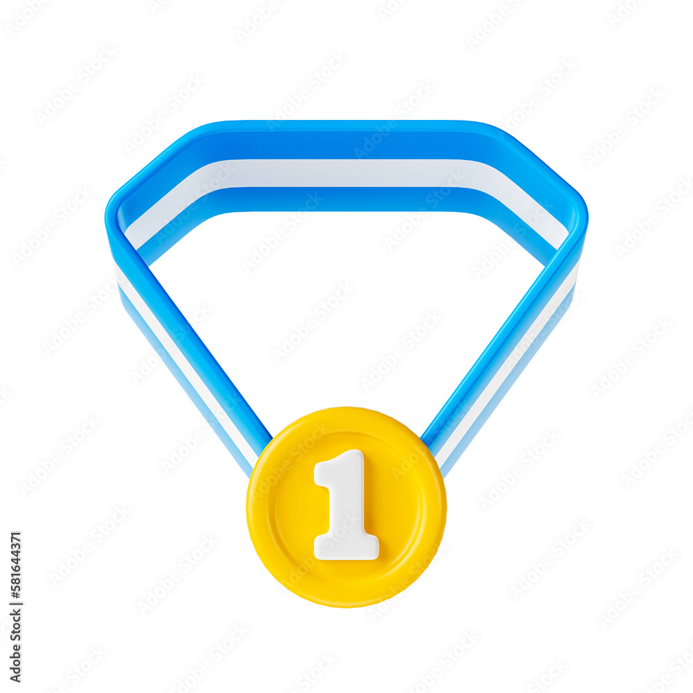 First Place Medal on isolated white background, First Medal icon. 3d ...