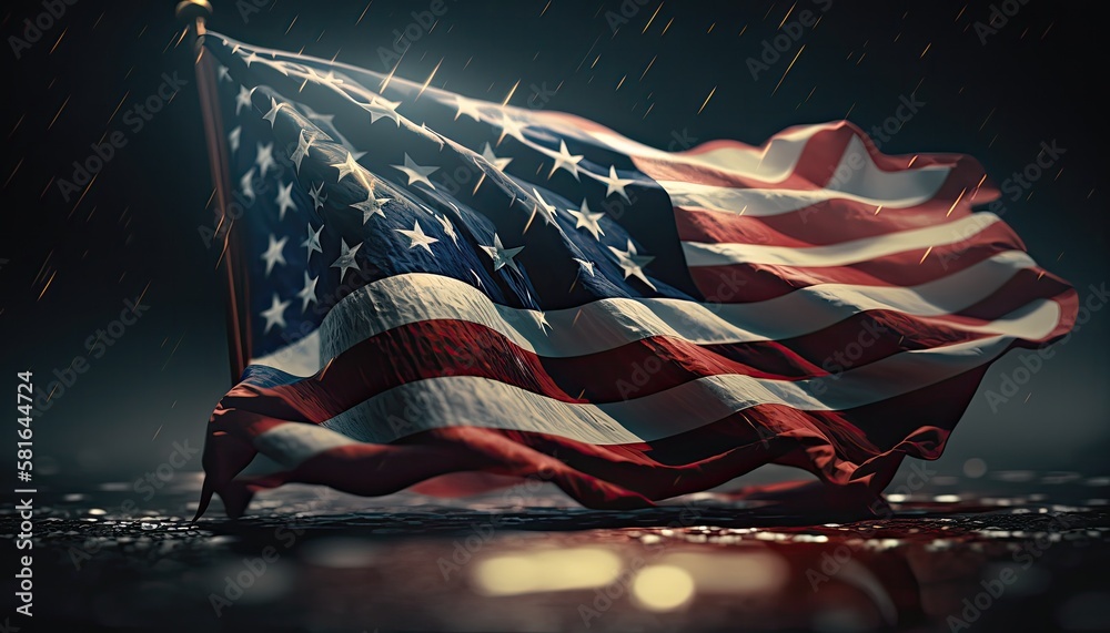 USA flag. American flag. American flag blowing in the wind. Generative ...