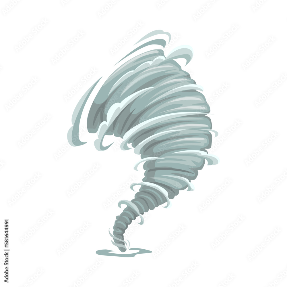 Tornado, cartoon storm or cyclone, hurricane whirlwind or wind twister ...