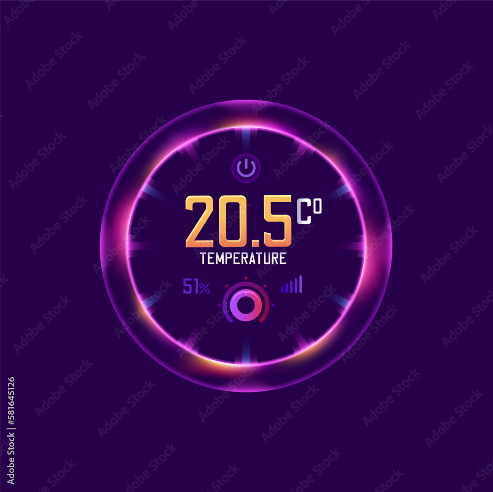 Thermostat, smart thermometer and temperature control dial, vector ...