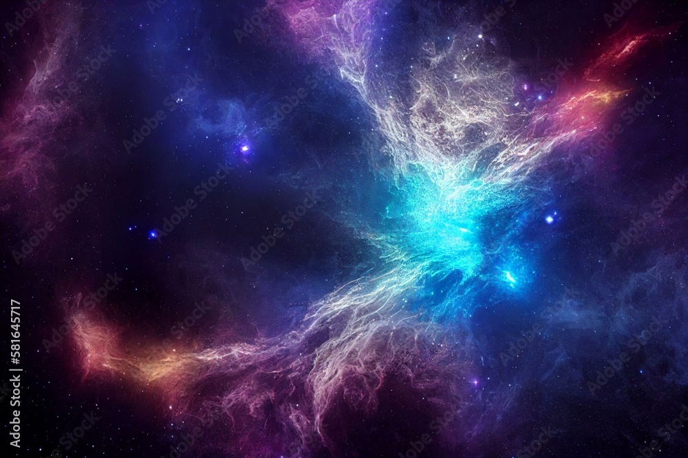 AI generated fantasy space with a black space star, shooting star ...