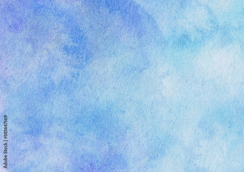 Abstract blue green pastel watercolor stains background on watercolor ...