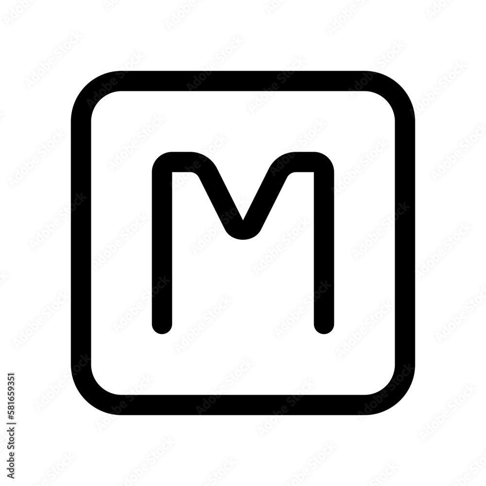 Editable camera manual mode, M letter vector icon. Part of a big icon ...