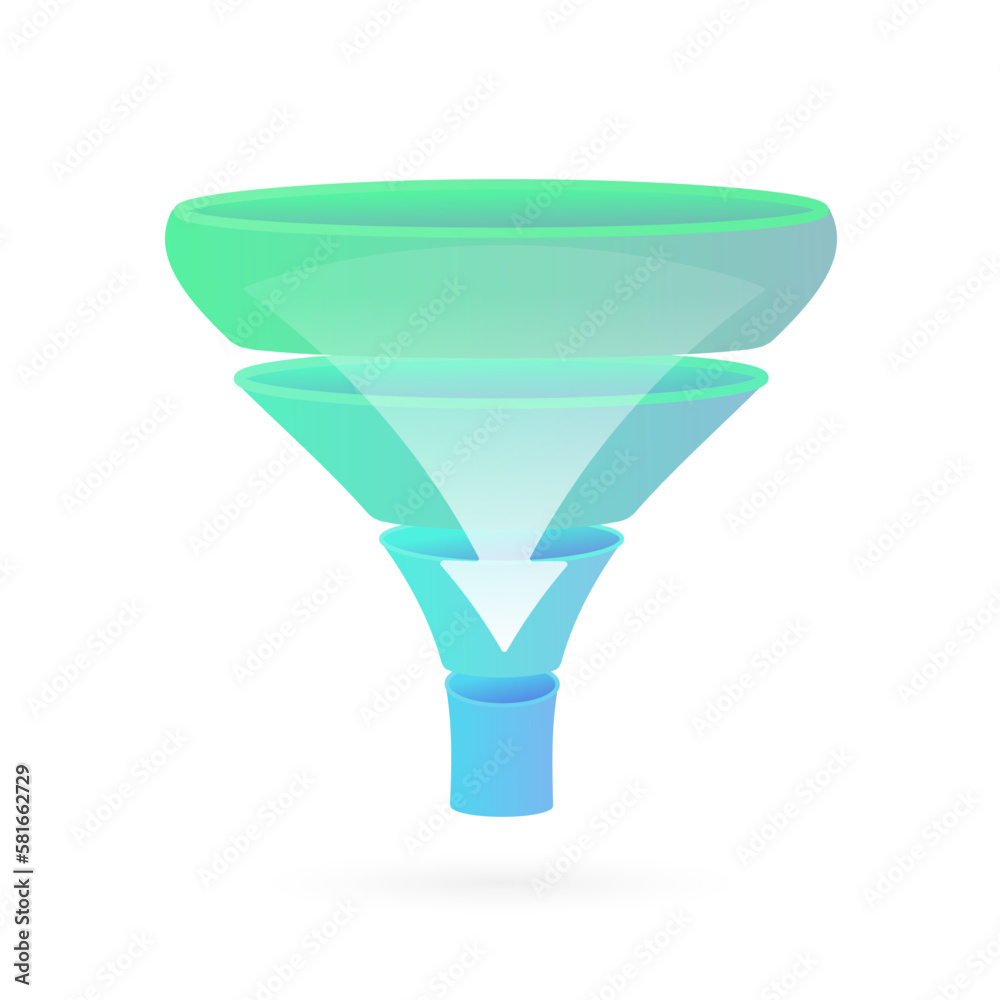 Conversion sales funnel icon based on AIDA model - Attention, Interest ...
