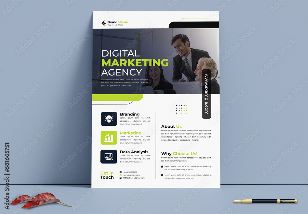 Digital Marketing Agency Flyer Design Stock Template | Adobe Stock