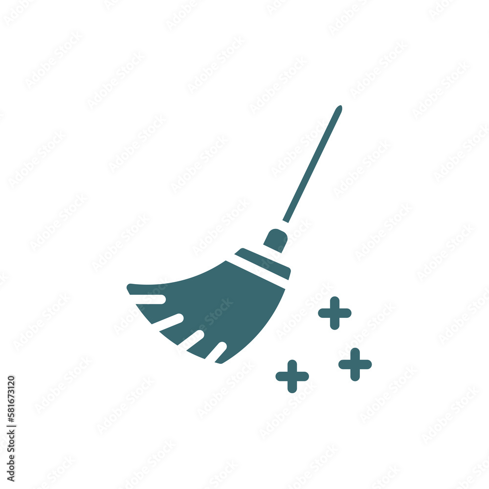 broom cleanin icon. filled broom cleanin, clean icon from cleaning ...