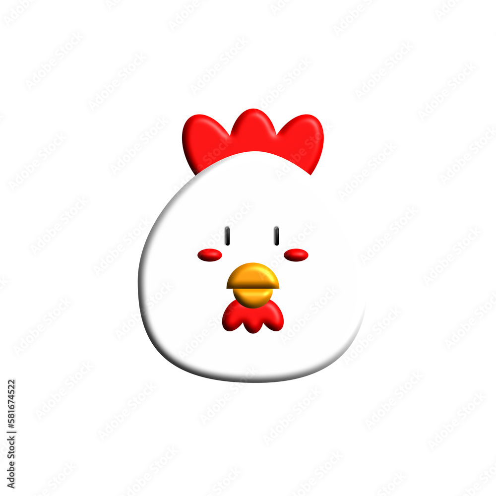 face chicken 3d render vector icon set with transparent background. Can ...