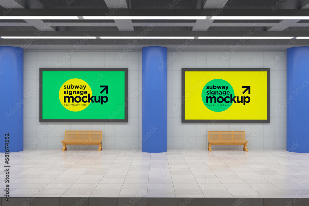 Subway Signs, Poster, Billboard Mockup Stock Illustration | Adobe Stock