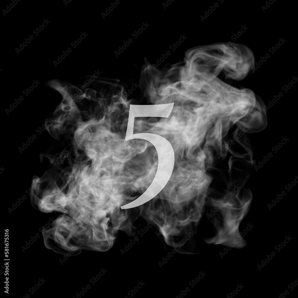 Smoke effect number gray color on black background, design for your ...