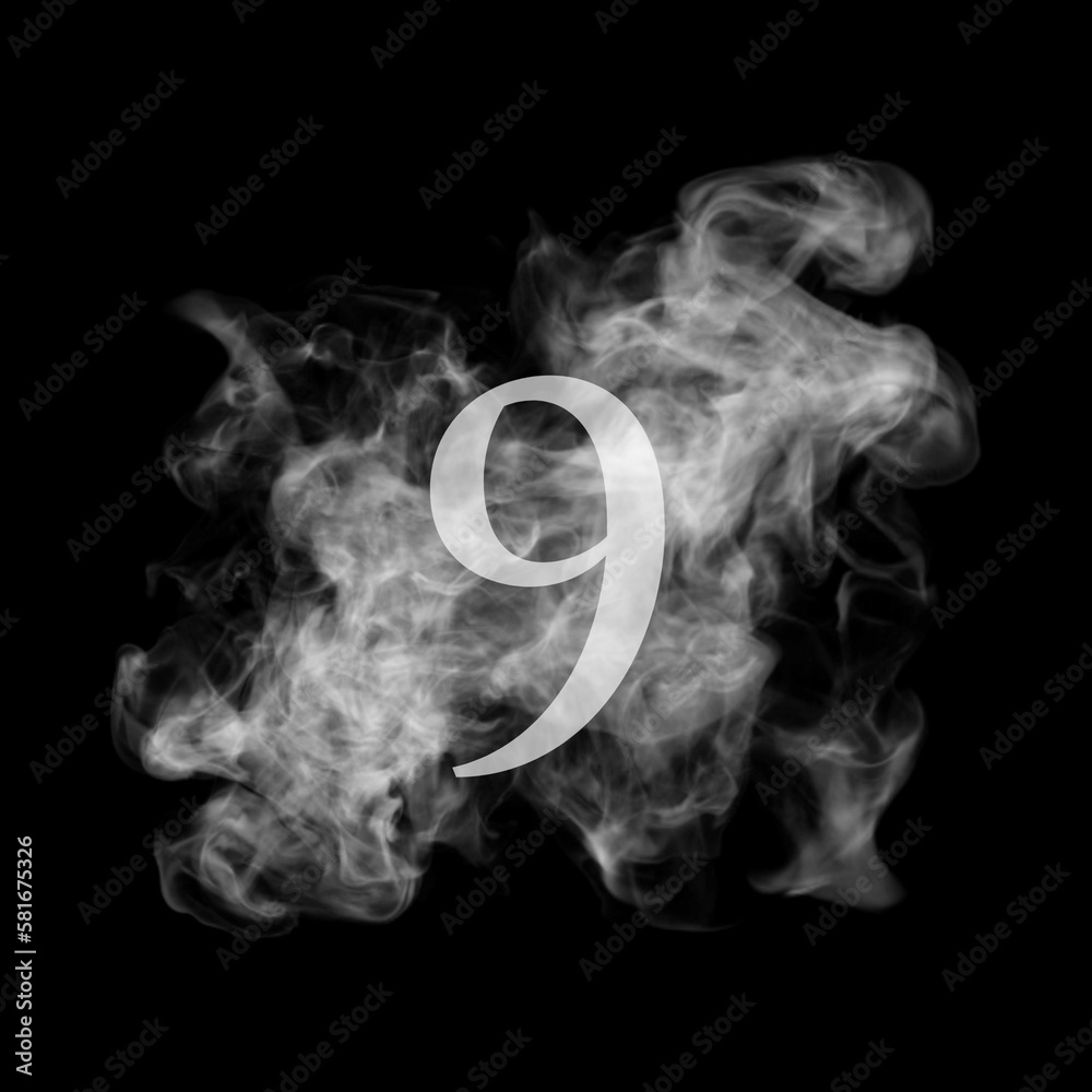 Smoke effect number gray color on black background, design for your ...
