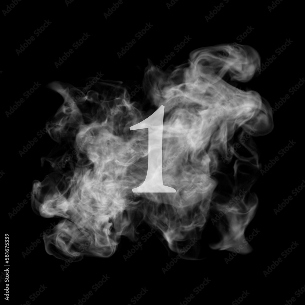 Smoke effect number gray color on black background, design for your ...
