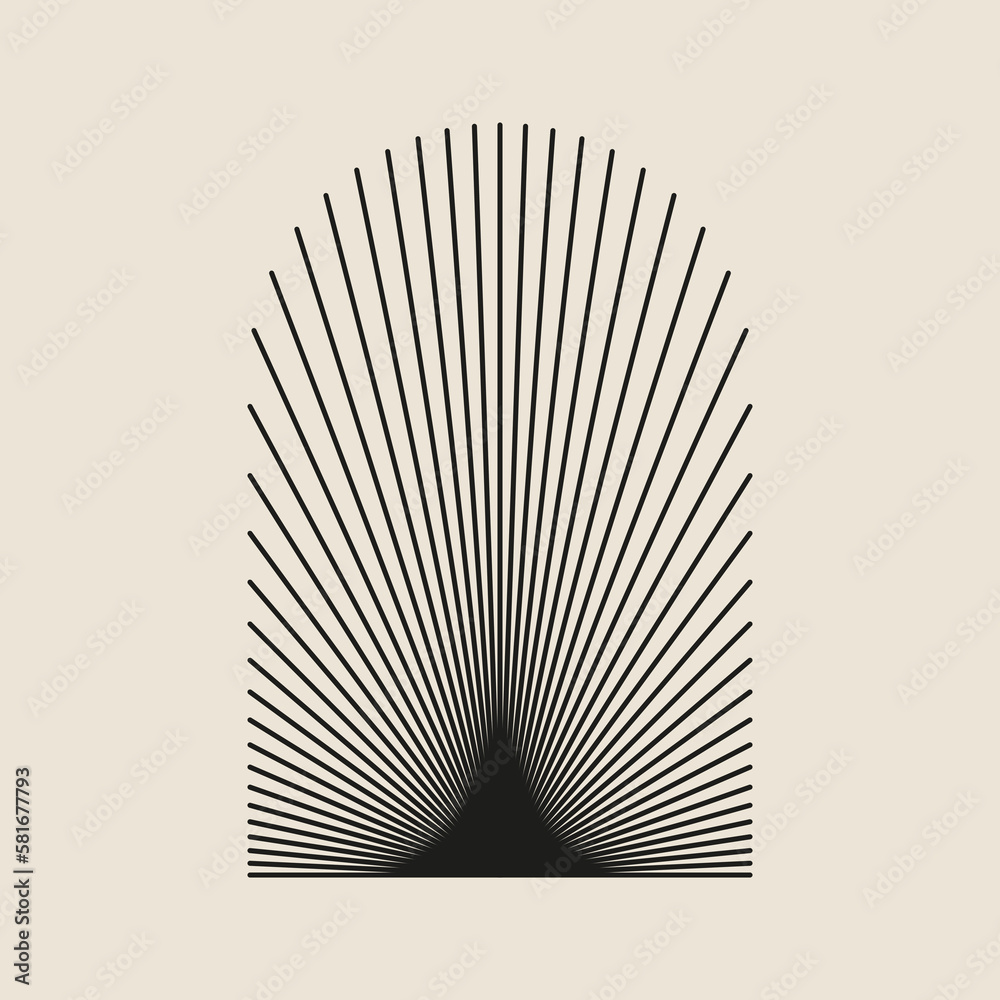 Vector illustration modern minimalistic retro aesthetic linear boho ...