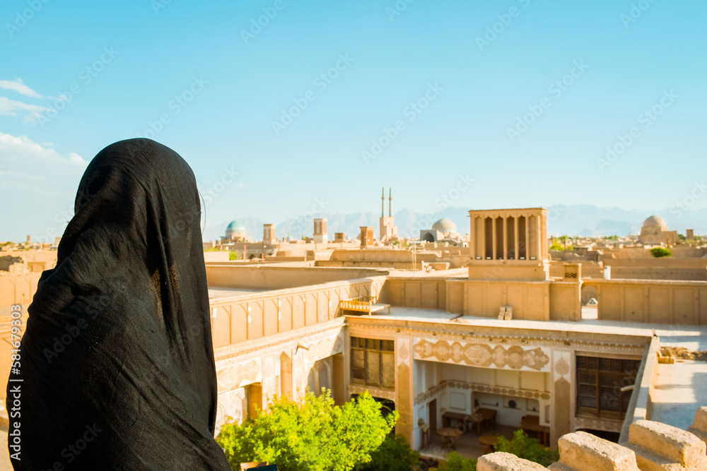 Yazd, iran - June 3rd, 2022: Iranian muslim woman wearing abaya in ...