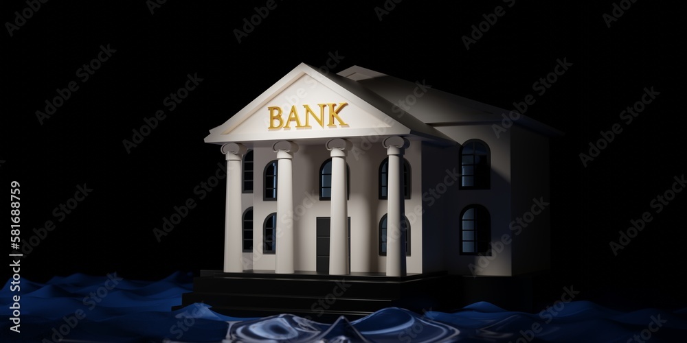 Bank collapse conceptual 3d rendering bankruptcy illustration. Bank ...