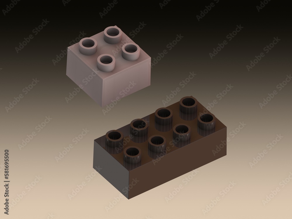 2x2 and 2x4 blocks Design 3D Rendering Stock Illustration | Adobe Stock