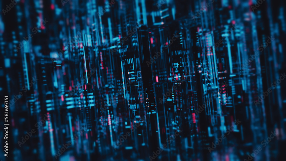 ภาพประกอบสต็อก 3D Rendering of abstract technology background. Light ...