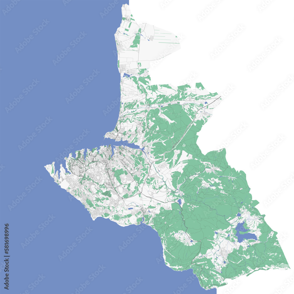 Sevastopol map. Detailed map of Sevastopol city administrative area ...