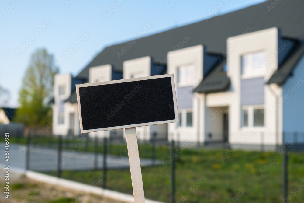 Blank Black billboard against apartment family house Empty mockup ...