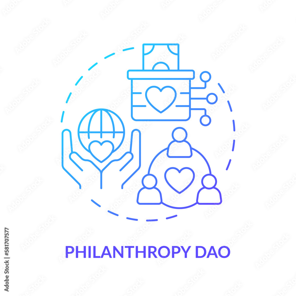 Philanthropy DAO blue gradient concept icon. Charity fund ...