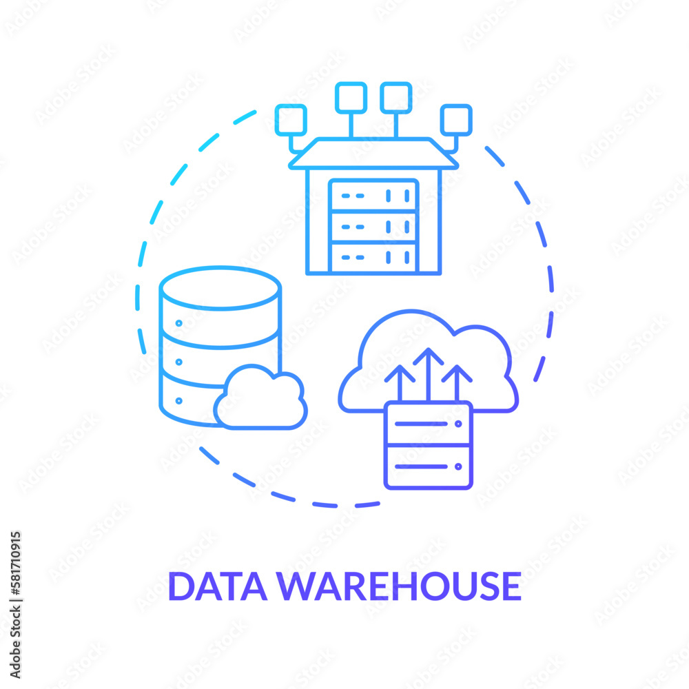 Data warehouse blue gradient concept icon. Online storage. Information ... Data warehouse blue gradient concept icon. Online storage. Information ...