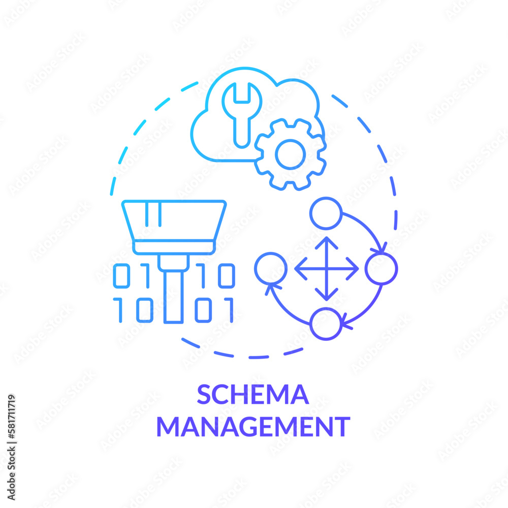 Schema management blue gradient concept icon. Record new information ...