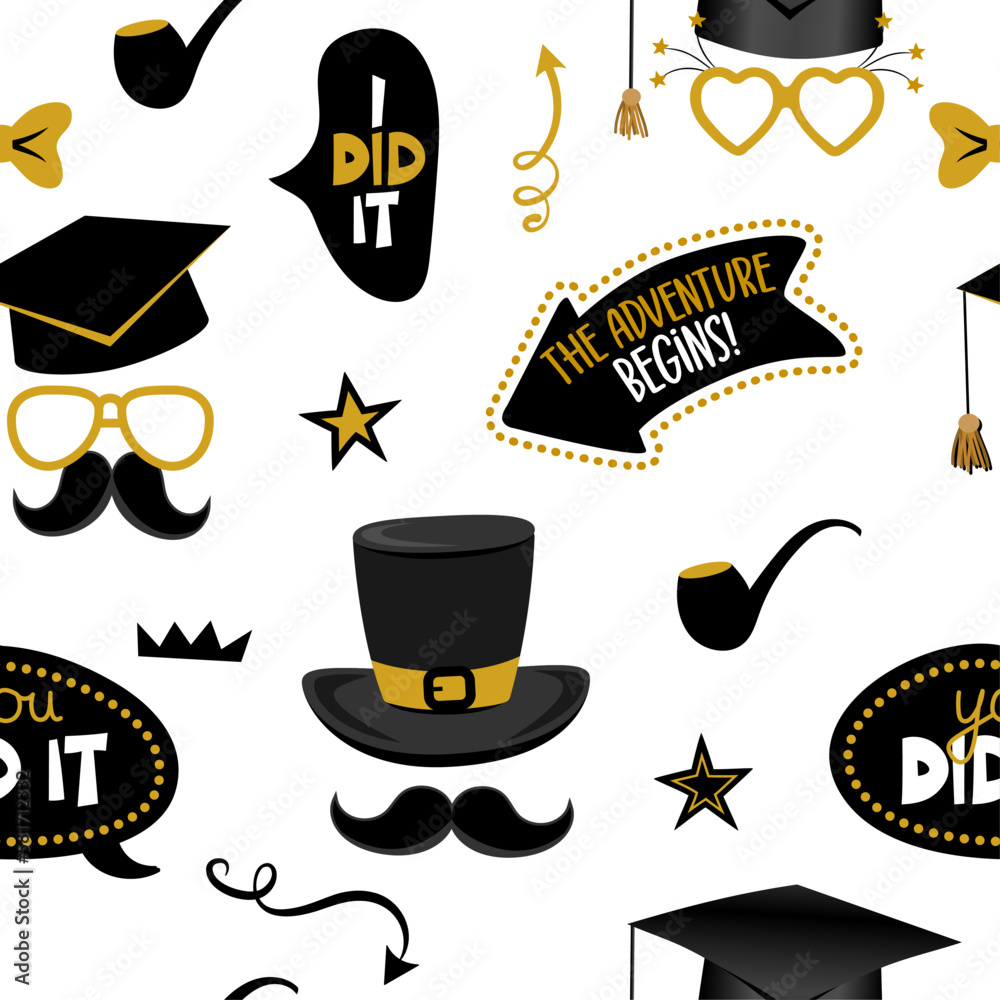 Congratulations graduates - Seamless pattern, vector backdrop of ...
