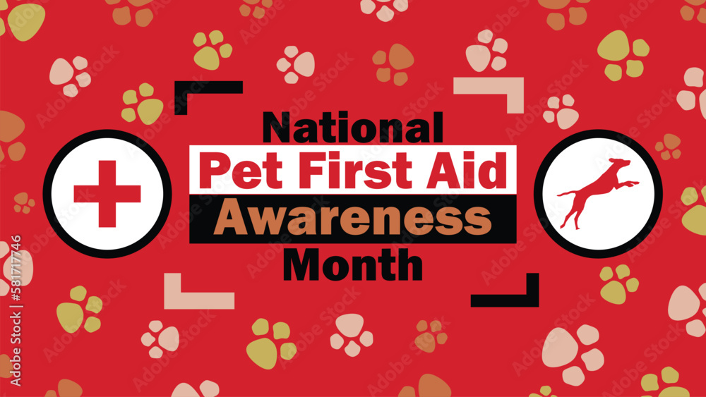 National Pet First Aid Awareness Month Vector banner design background ...