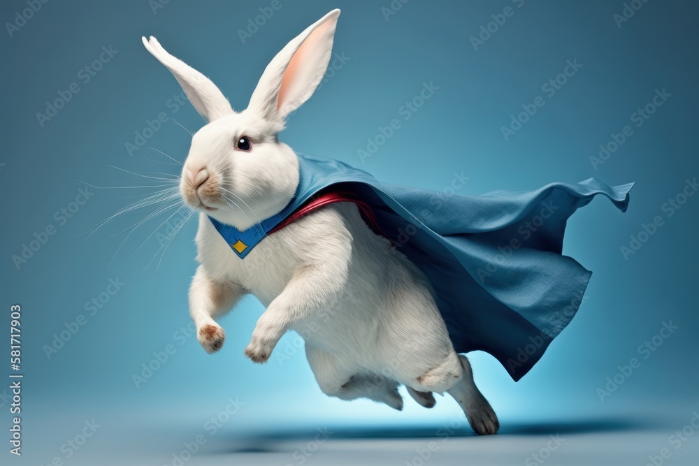 Super rabbit as superhero with cape background. Created Generative Ai ...