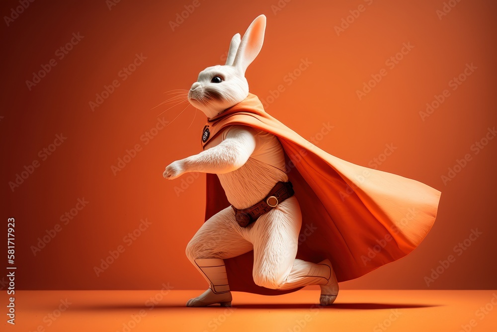 Super rabbit as superhero with cape background. Created Generative Ai ...