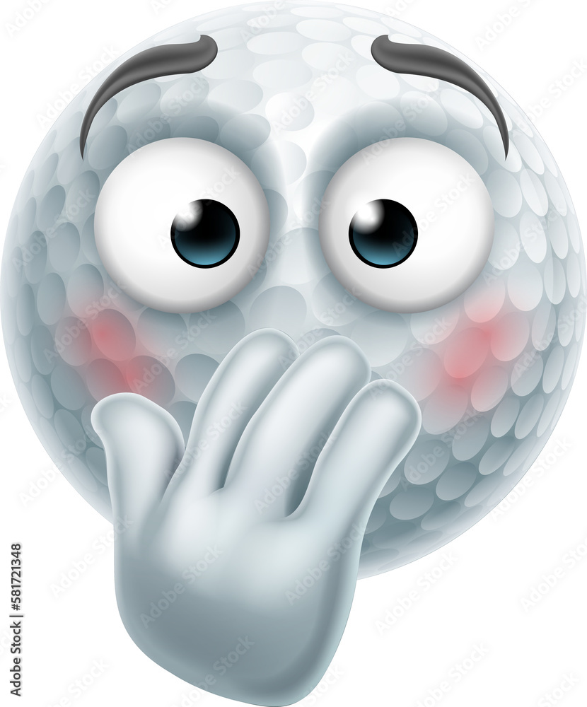 Bashful Timid Shy Embarrassed Golf Ball Emoticon Stock Illustration ...