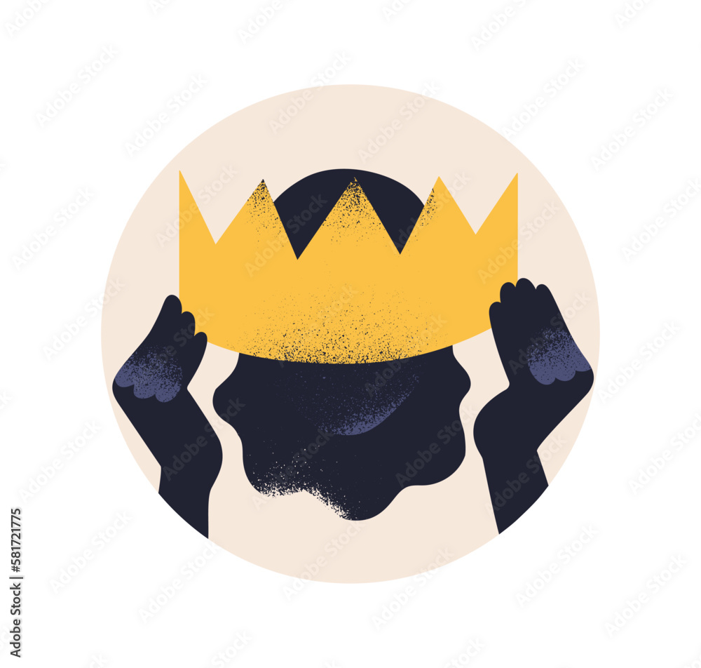 Vetor de Monarch, king wearing crown. Noble Majesty, royal leader ...