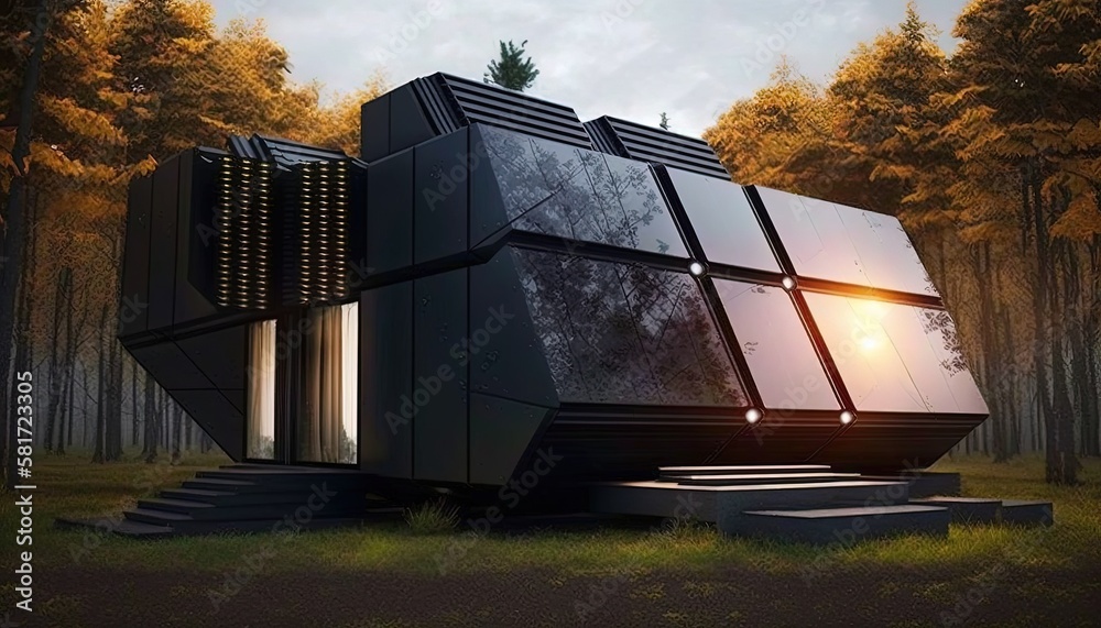A futuristic and high-tech shipping container home designed for off ...