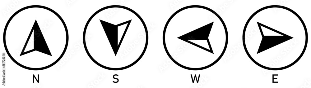 Set of vector compass icons. Map symbol. Vector illustration Stock ...