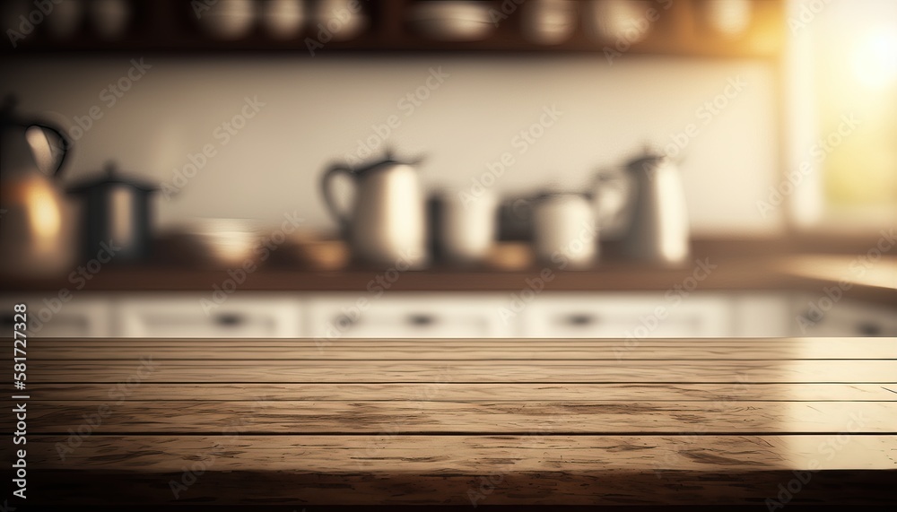 kitchen mockup empty background for product presentation with ustensils ...