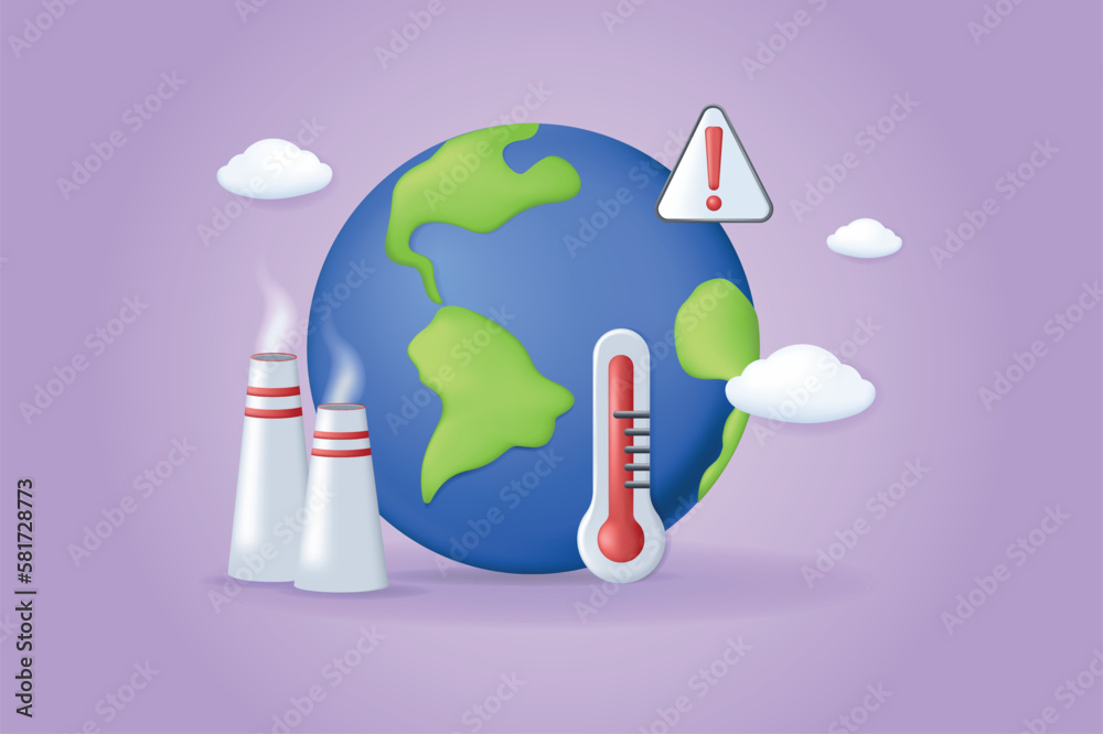 Climat concept 3D illustration. Icon composition with Earth globe ...