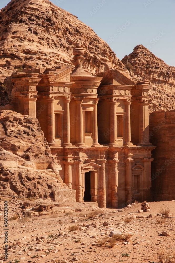 Jordan, Petra. Facade of Ad-Deira resembles Treasury in simplified ...