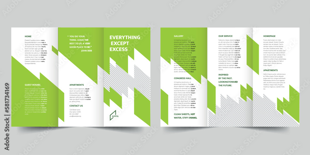 Hostel trifold brochure template. A clean, modern, and high-quality ...