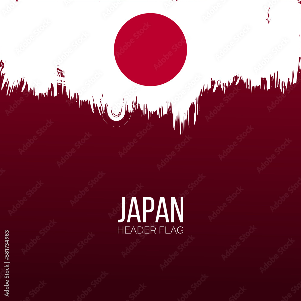 japan flag abstract brush stroke paint shape illustration as header ...