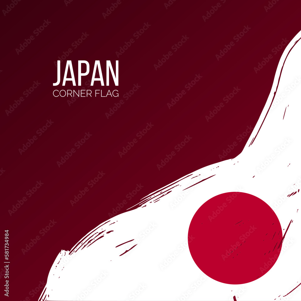 japan flag in abstract brush stroke paint shape illustration as bottom ...
