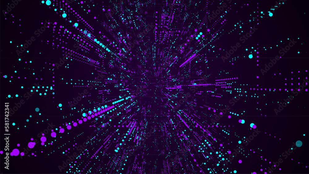 Vector abstract sci-fi tunnel. Digital database cyberspace. Decoding ...