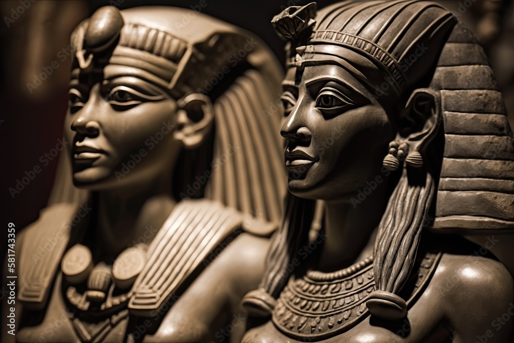 Old Egyptian pharaoh statues up close (Souvenirs). Generative AI Stock ...