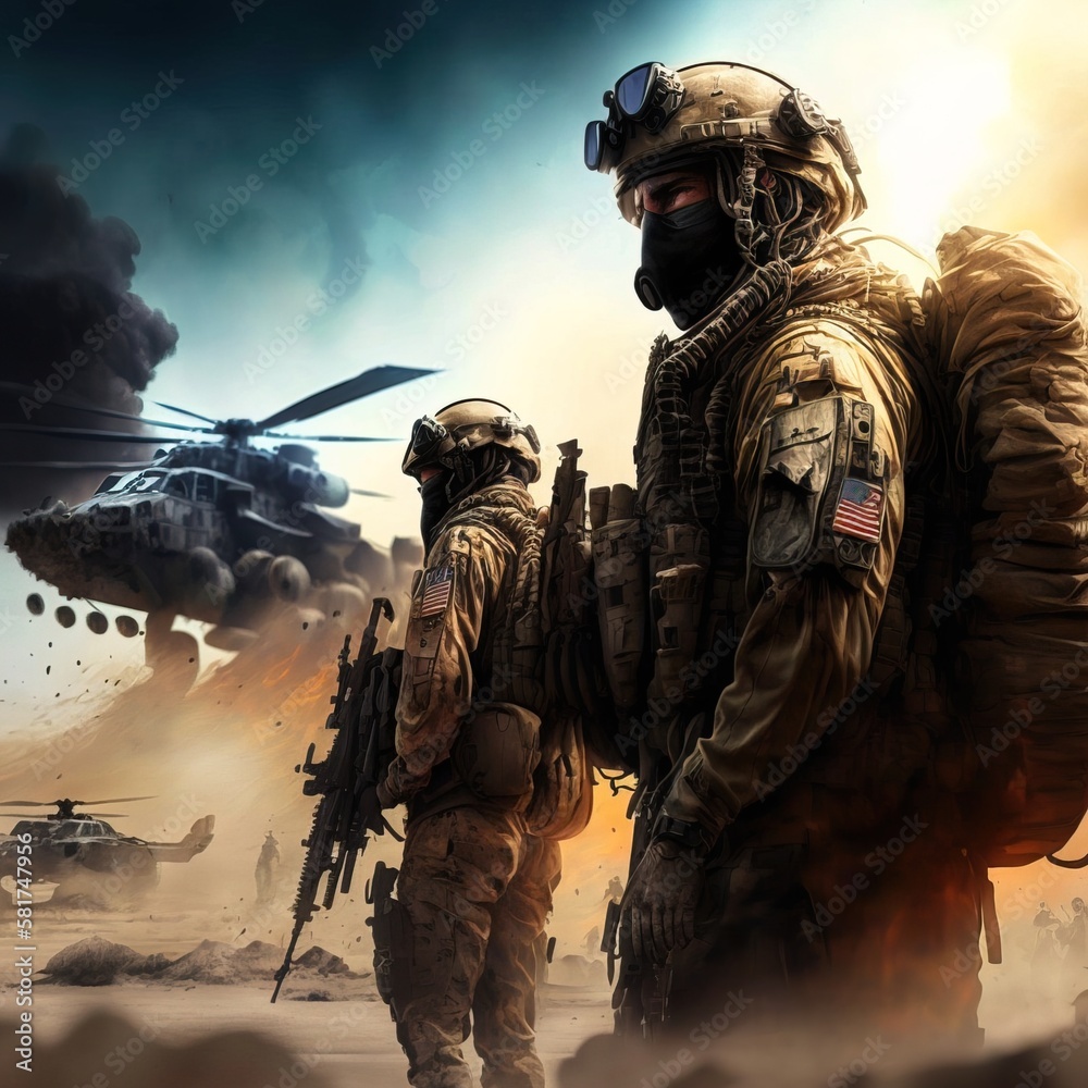 Special Forces Military Unit in Full Tactical Gear, Wartime ...