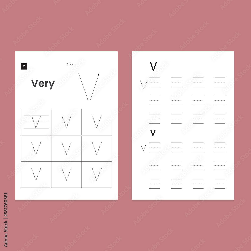 V Letter Tracing Stock Vector | Adobe Stock