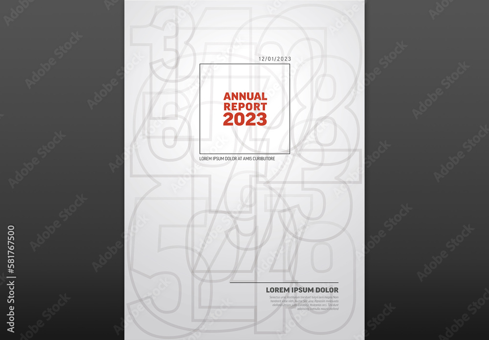 Light annual report front cover page template with big numbers Stock ...