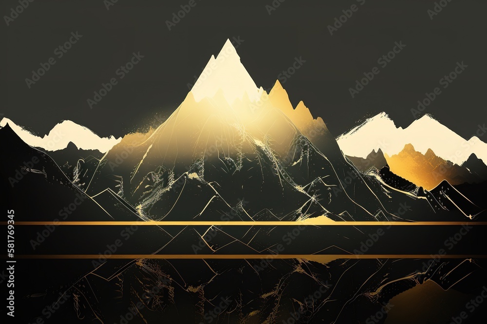landscaping wallpaper design with golden mountain, luxury background ...